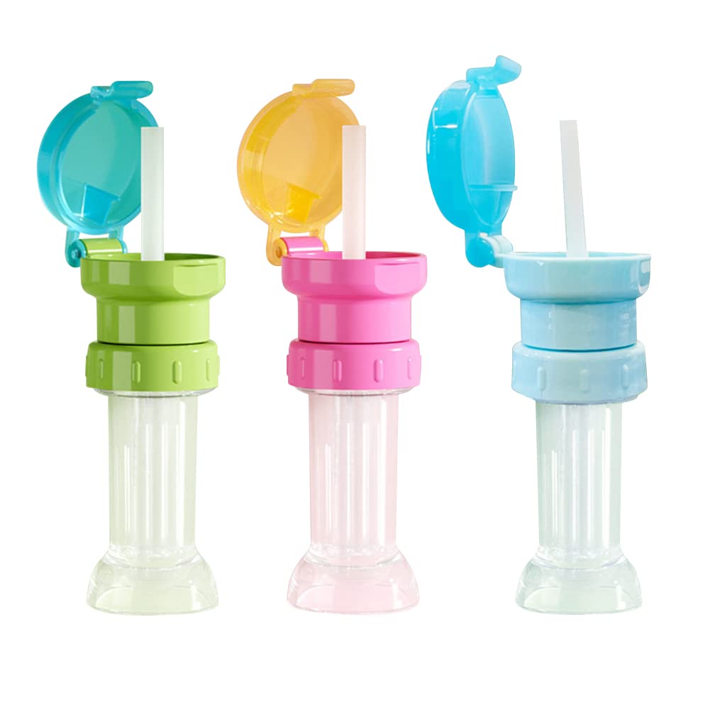 3PCS Bottle Twist Lid, Spill Proof Water Bottle Twist Cover Cap for Juice Soda, Water Bottle Caps with Straw - Random Colour