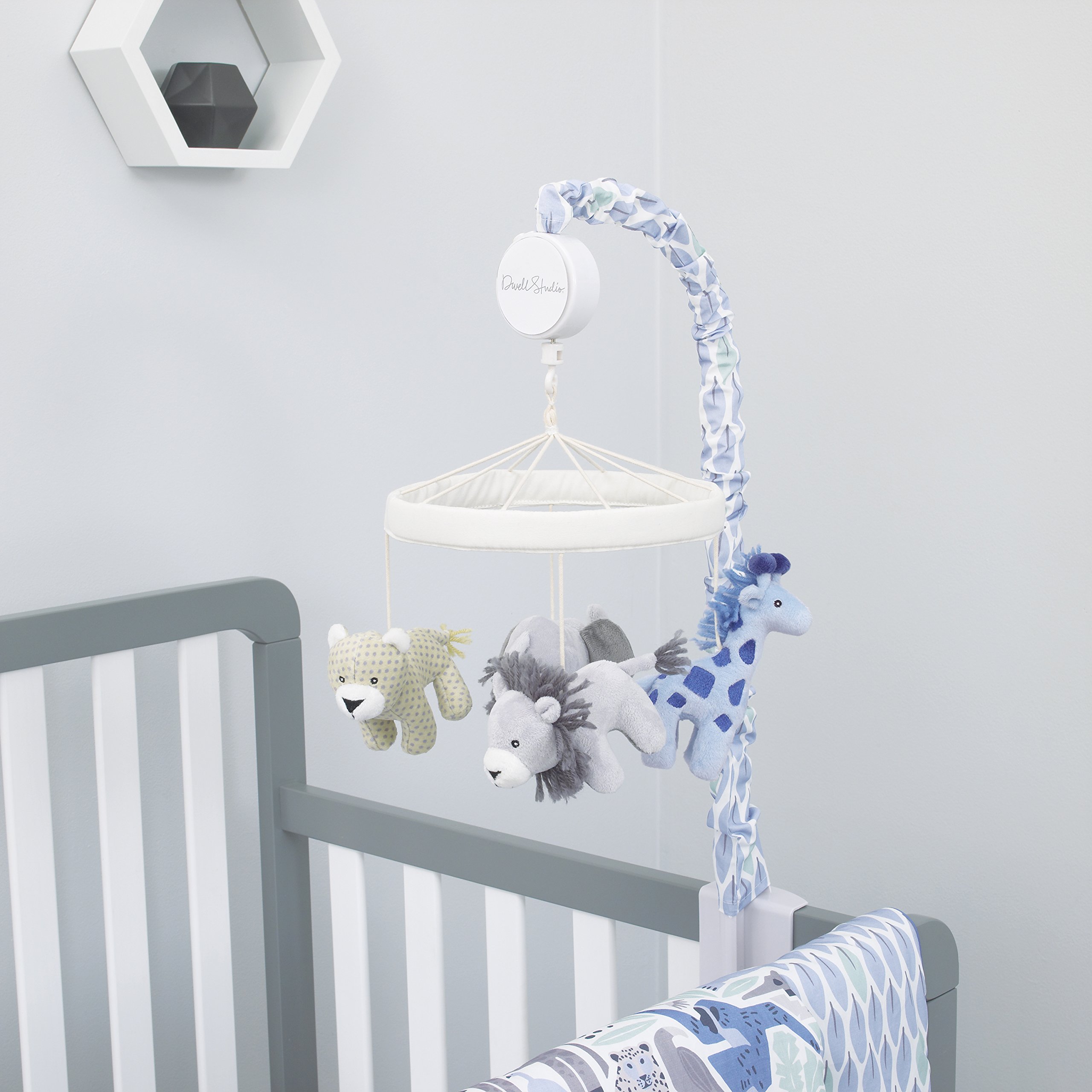 DwellStudio Safari Skies Animal/Jungle Musical Mobile, Blue/Gray