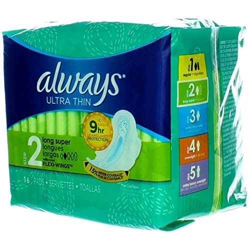 Always Pads Size 2 Ultra Thin 16 Count Long Super