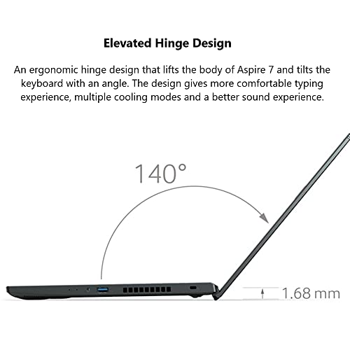 Acer Aspire 7 A715-76-765N Laptop | 15.6" Full HD IPS Display | 12th Gen Intel Core i7-12700H | 8GB DDR4 | 512GB NVMe Gen 4 SSD | Wi-Fi 6 | Thunderbolt 4 | Backlit Keyboard | Fingerprint Reader