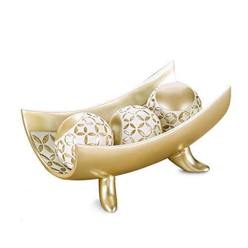 Creative Scents Schonwerk Diamond Lattice Decorative Bowl Table Centerpiece - Home Decor for Living Room, Centerpieces for Dining Room and Coffee Table (Gold & White)