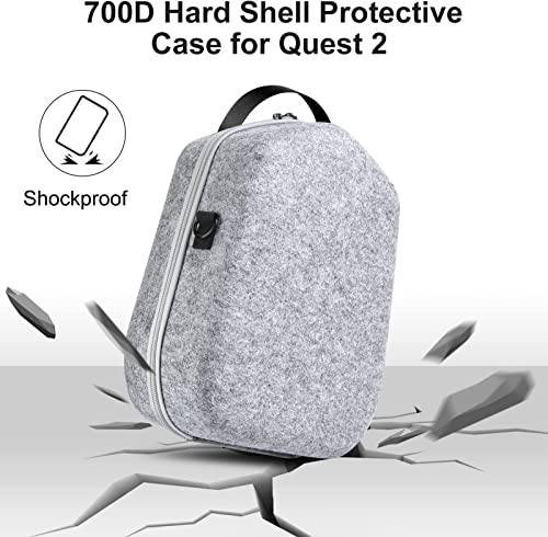 ANNAPRO Hard Carrying Case for Oculus Quest 2, Carrying Travel Case Compatible with Meta/Oculus Quest 2 Headset, Storage Bag for Quest 2 Accessories with Lens Cap Silicone Face Cover Adjustable Straps, Grey