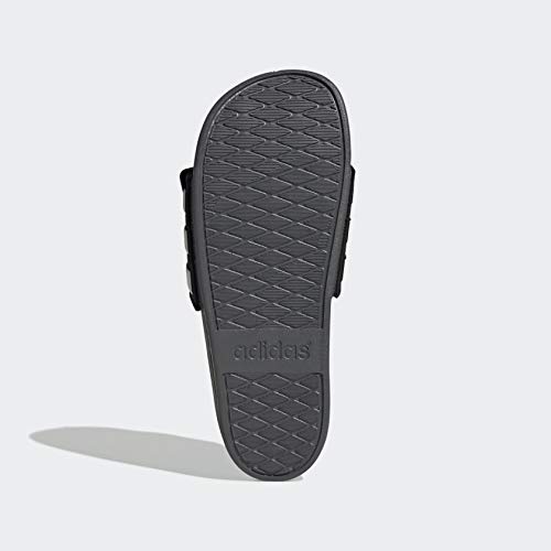 adidas Men's Adilette Comfort Adjustable Slides, Core Black/White/Grey, 10