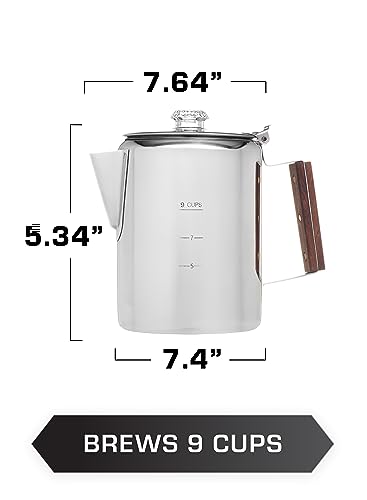 COLETTI Bozeman Camping Coffee Pot – Coffee Percolator – Percolator Coffee Pot for Campfire or Stove Top Coffee Making – 9 CUP