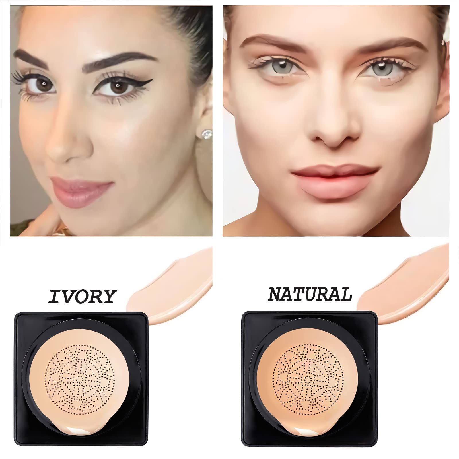 Sumeitang Mushroom Air Cushion CC Cream Liquid Foundation Makeup Lasting Moisturizing BB Cream Concealer Cushion Even Skin Tone Makeup Base Primer Easy to Apply for Dry Skin(Natural)