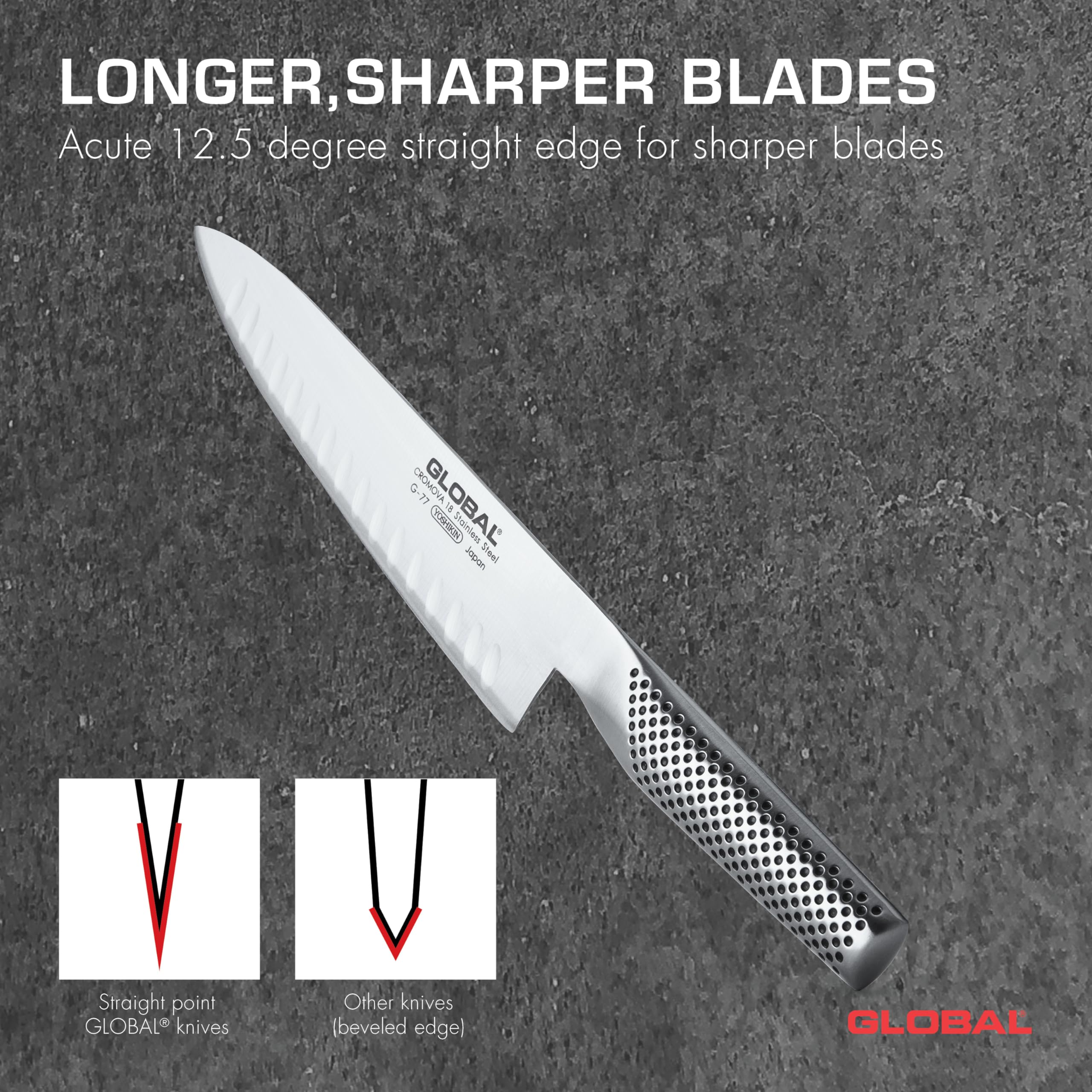 Global Chef's Knife-Granton, 8", Silver