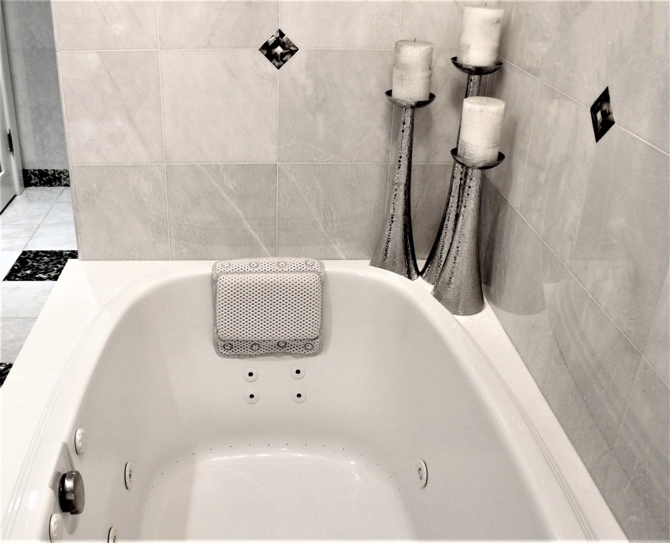 Luxurious Memory Foam Spa Bath Pillow for Tub Neck and Back Support - 8 Suction Cups, Non-Slip Design, Soft Cushion for Relaxing Soaks, by Dependable Industries