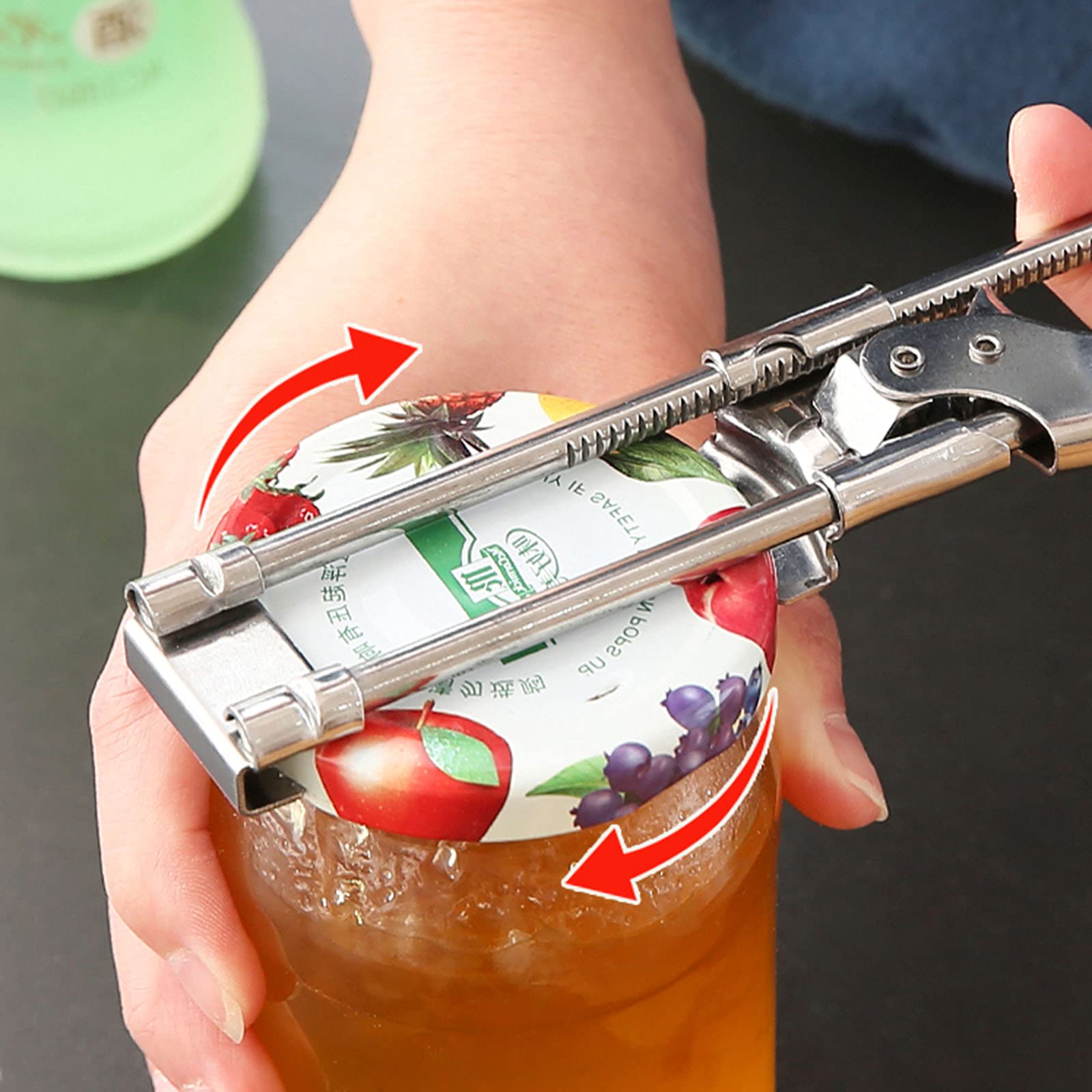 Adjustable Multifunctional Stainless Steel Can Opener,Jar Opener for Weak Hands,Jar Lid Opener