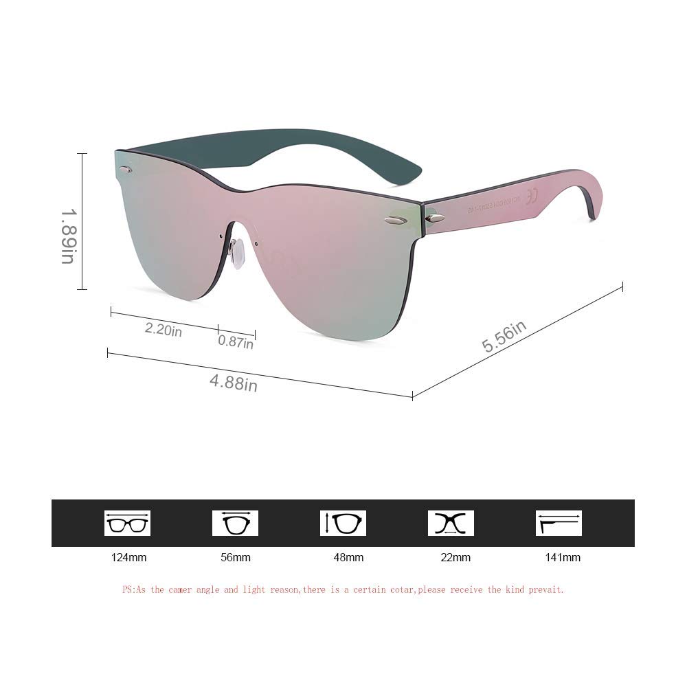2020 VentiVenti Retro One Piece Square Rimless Frame Sunglasses Anti Reflective Fashion For Women Pink Revo Lens