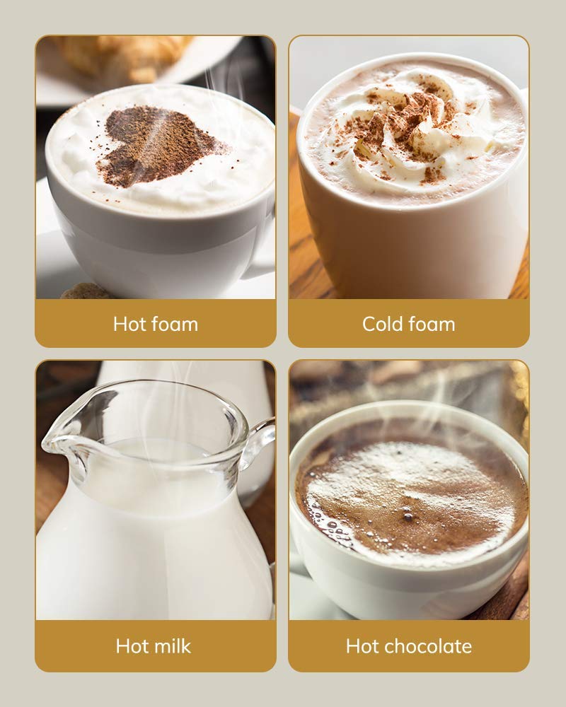 AEVO Milk Frothing Machine, Automatic Electric Milk Warmers and Foam Maker, Dishwasher Safe Detachable Pitcher, Milk Steamer and Frother, 4 Modes for Lattes, Cappuccinos, Hot Chocolate, and More