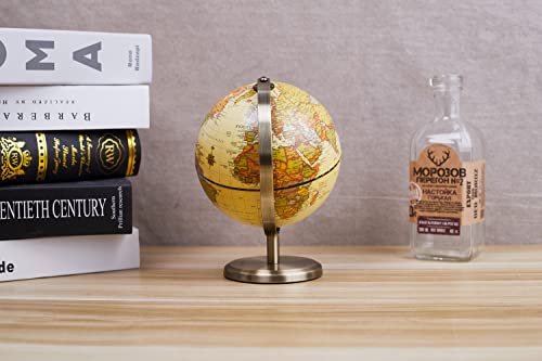 Annova Antique Globe Dia 5.5-inch / 14CM - Educational/Geographic/Modern Desktop Decoration - Stainless Steel Arc and Base - for School, Home, and Office (Antique 5.5β)