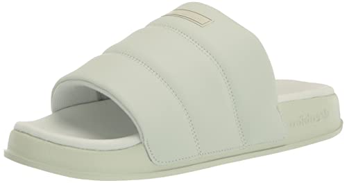 adidas Originals Women's Adilette Essential Slide Sandal, Linen Green/Linen Green/Linen Green, 8