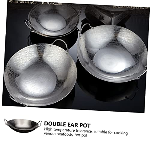 Angoily Stainless Steel Seafood Pot Stove Burner Pans Korean Ramen Pot Metal Cooking Utensils Kitchen Gadget Gas Range Shabu Pot Non- Stick Paella Pan Kitchen Cookware Double Ear Ramen Pot