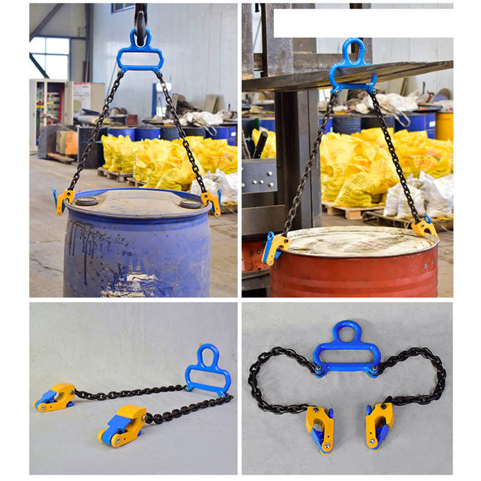 Futchoy 1 Ton Bucket Elevator Chain Lifter Drum Forklift Warehouse Rigging Carbon Steel for Extra Attachment Options Forklift, Crane, Jib Boom, Chain Lifter
