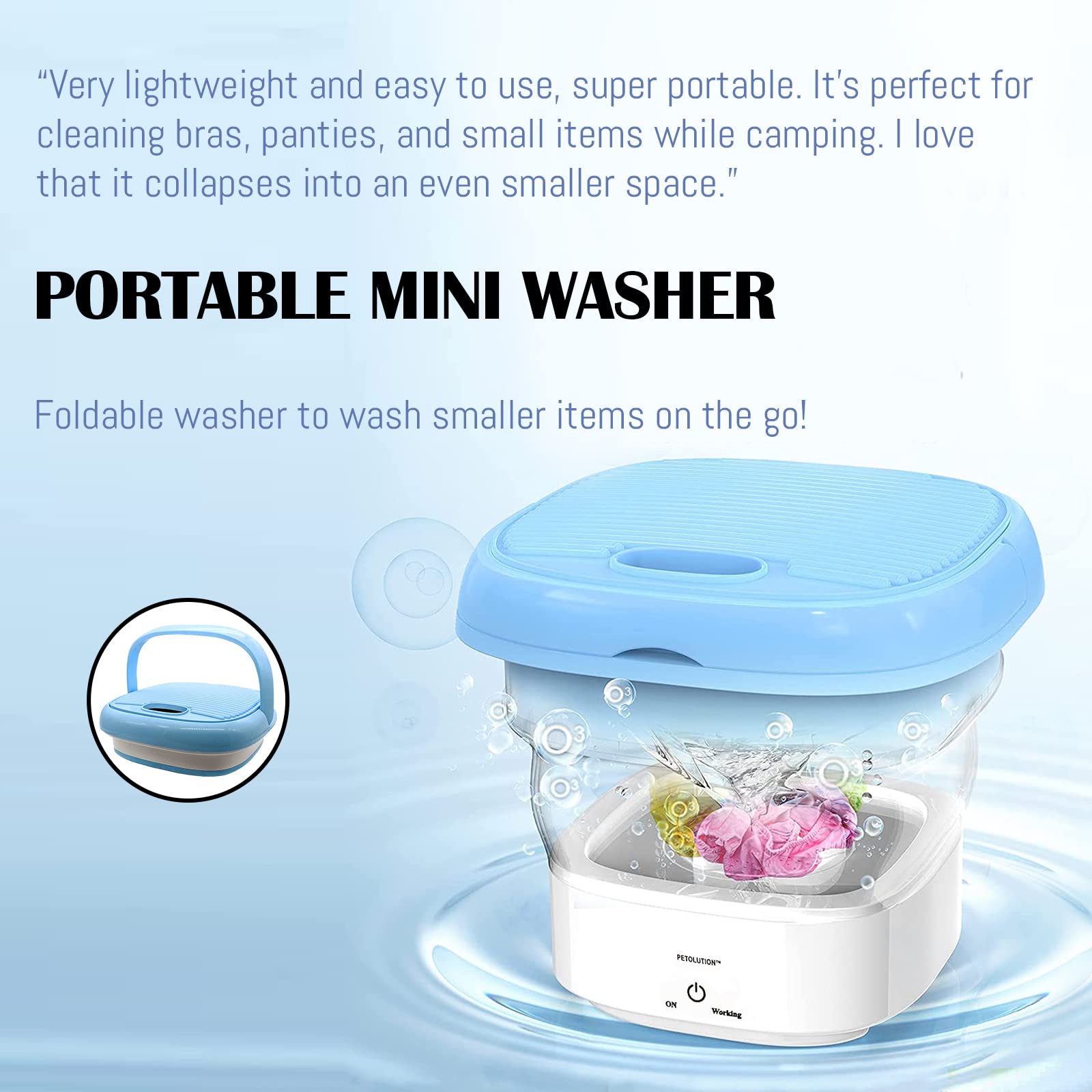 Mini Portable Washing Machine - Folding Washing Machine - Bucket Washer for Clothes Laundry- Collapsible Washing Machine - Underwear Washing Machine for Camping, RV, Travel, Small Spaces