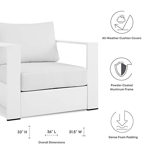 Modway Tahoe Modern Fabric/Aluminum Outdoor Armchair in White