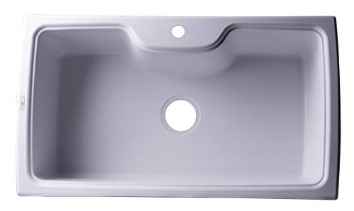 ALFI brand AB3520DI-W Drop-In Single Bowl Granite Composite Kitchen Sink, 35", White