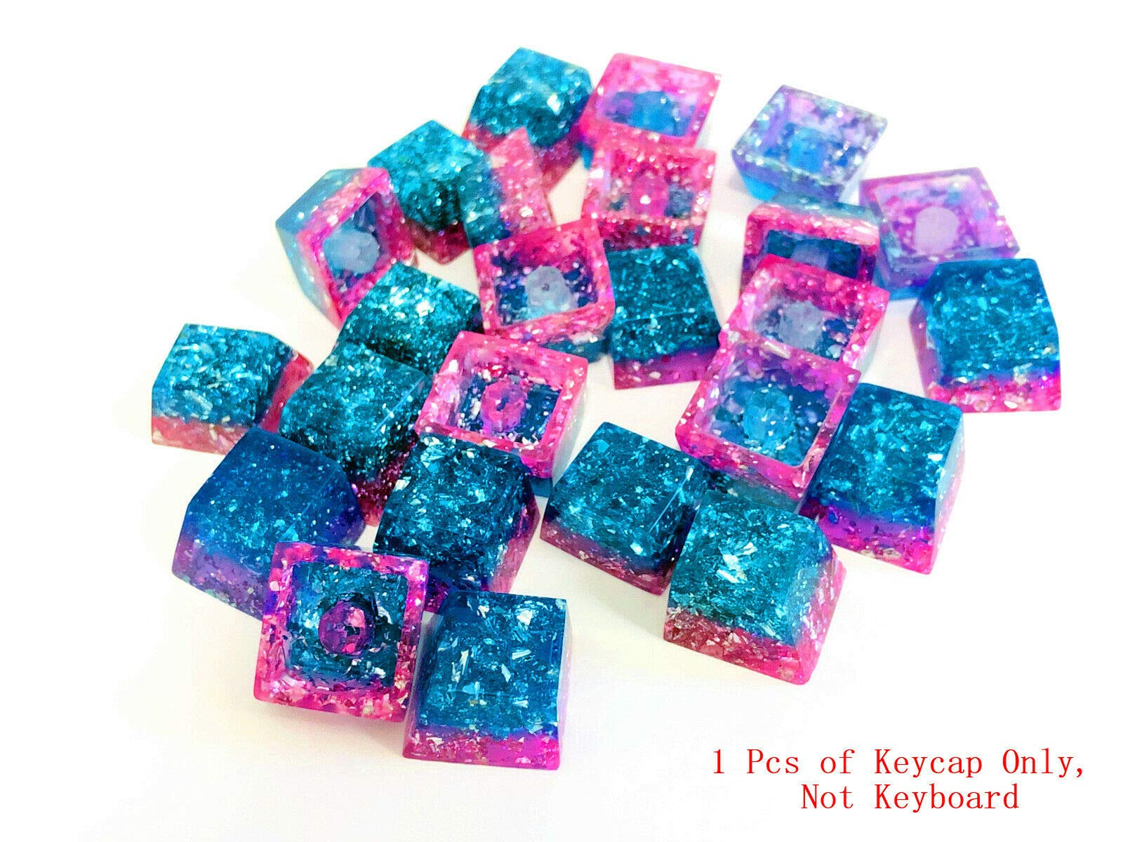 Handmade Resin R4 Keycap Jewelry Blue Pink 2.0 for Cherry MX RGB Gaming Mechanical Keyboard