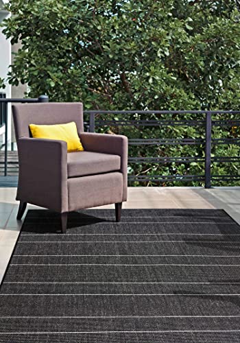 nuLOOM Alaina Indoor/Outdoor Striped Area Rug, 5' 3" x 7' 6", Black