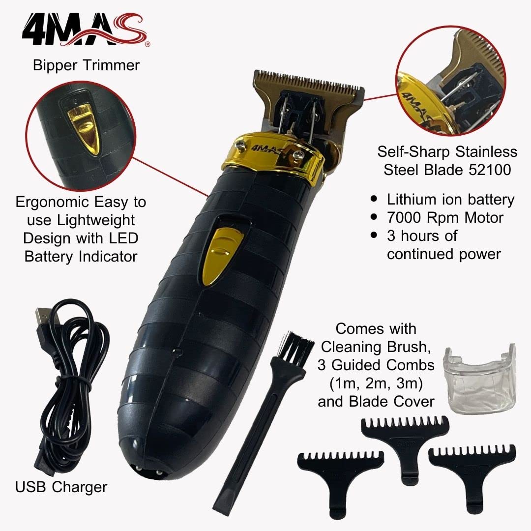 4MAS Bipper Trimmer - Buff86 Skeleton Design with Zero-Gapped Gold TLG Blade Attached