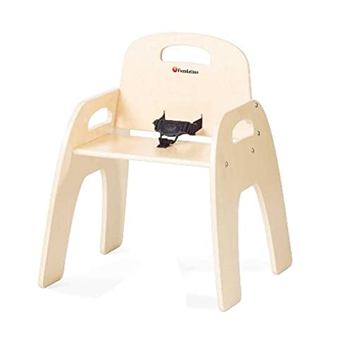Foundations Simple Sitter Low 13” Feeding Chair, Wide “No Tip” Base, Adjustable Safety Harness, Food Service Grade Finish, Easy to Clean, Sturdy Baltic Plywood (Natural)