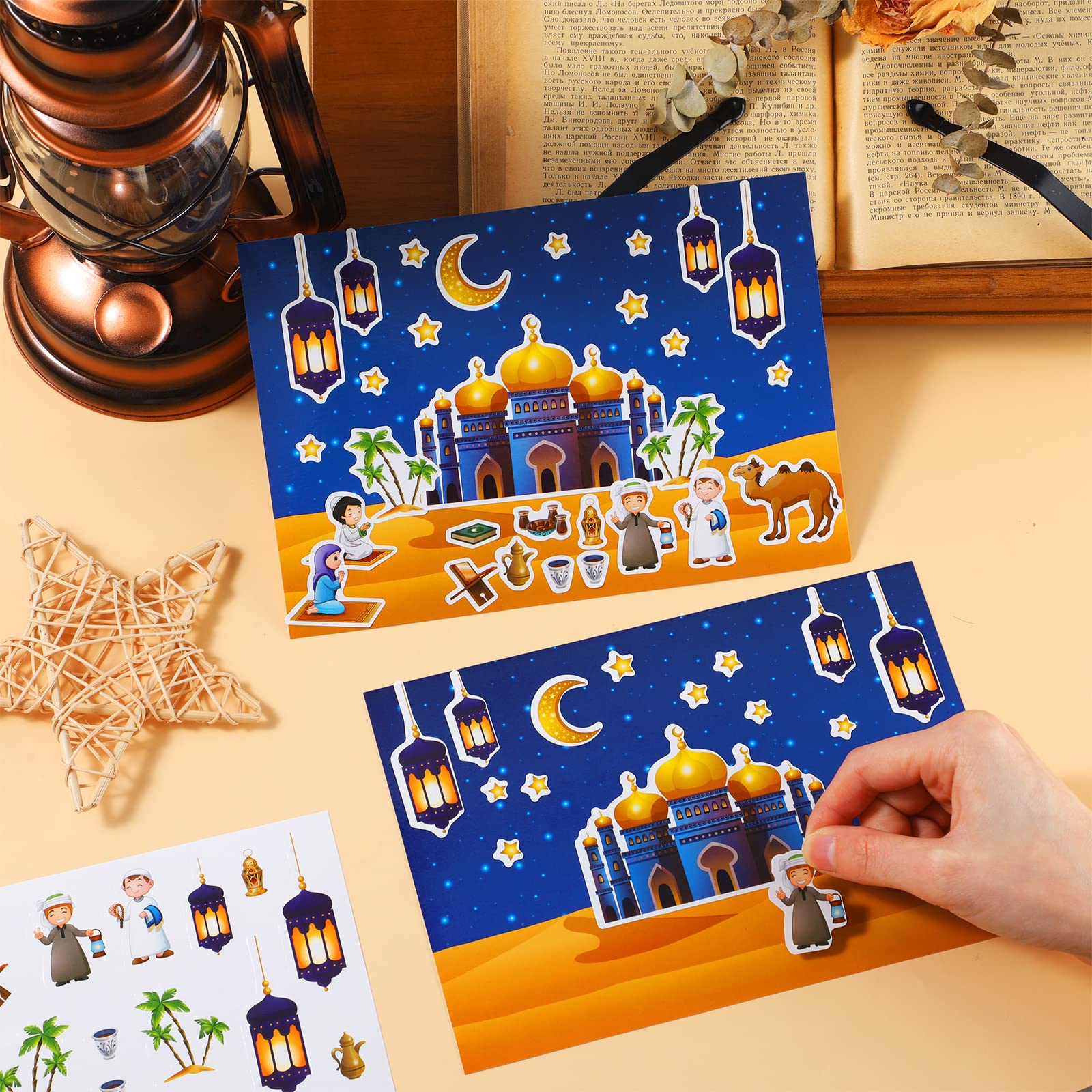 60 Sheets Eid Mubarak Stickers Eid Stickers Make a Mosque Scene Stickers DIY Ramadan Scene Sticker Eid Ramadan Sticker Eid Mubarak Craft Kits Game for Kids Classroom Activity Ramadan Art Supplies