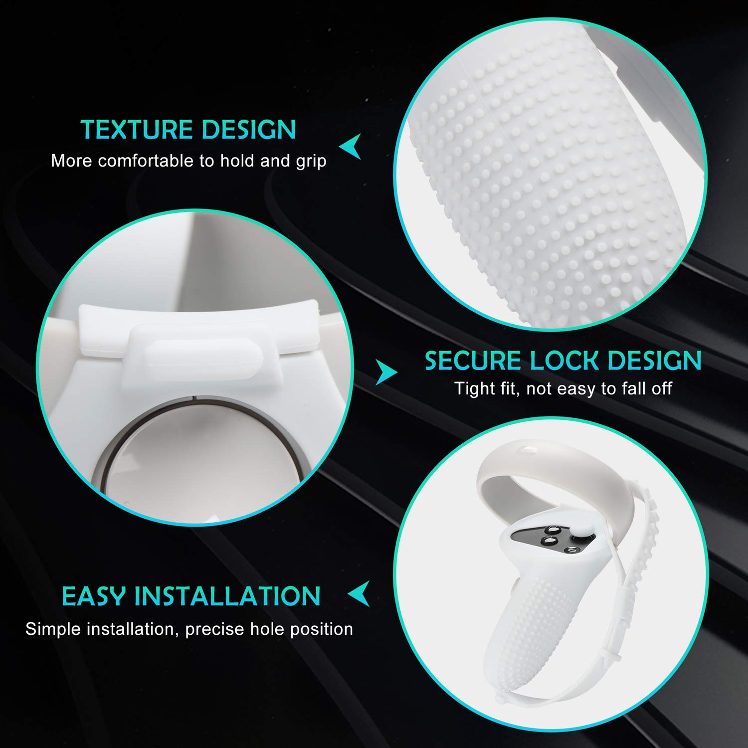 2021 Newest Soft Silicone Controller Skin Grip Cover Protector for Oculus Quest 2 with Paddy Backhand Strap No More Controllers Flying Out - Quest 2 Accessories by X-super Home (Quest 2, White)
