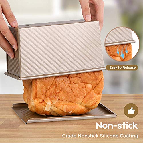 Amagabeli Nonstick Bakeware Loaf Pan with Cover 8.4”x4.5”x4.1” Bundle Amagabeli 8” x 8” 316 Stainless Steel Cast Iron Cleaner
