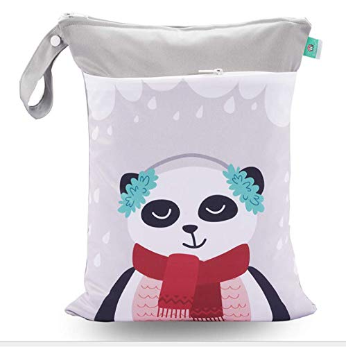 Waterproof Wet Bag, Reusable Dry and Wet Bag for Waterproof Cloth Diapers, Two Zippered Pockets, Travel Beach Swimming Pool, Dirty Baby Supplies, Yoga wet dry bag, Swimsuit or Wet clothes(L028)