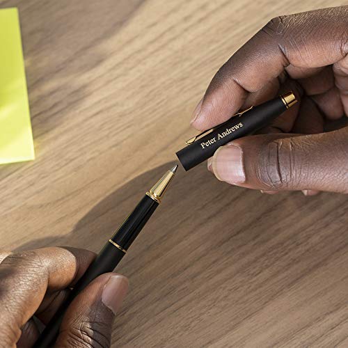 Dayspring Pens Cross Rollerball Pen | Engraved/Personalized Cross Classic Century Black Rollerball Pen with Gold Trim AT0085-110. Custom Laser Engraving of Your Personalized Gift Recipient's Name