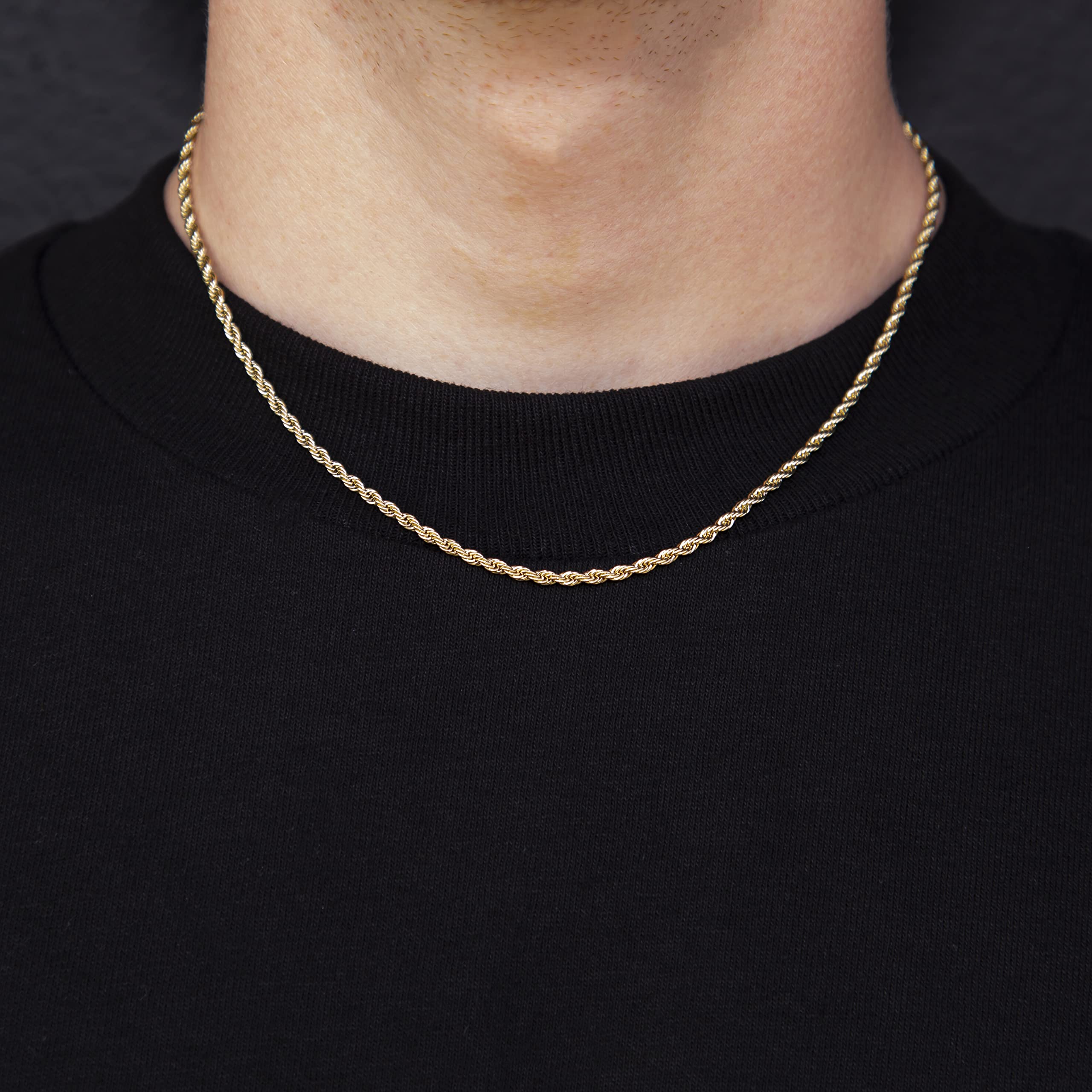2MM Rope Chain Necklace 16" - Gold Men Women Gifts (18)