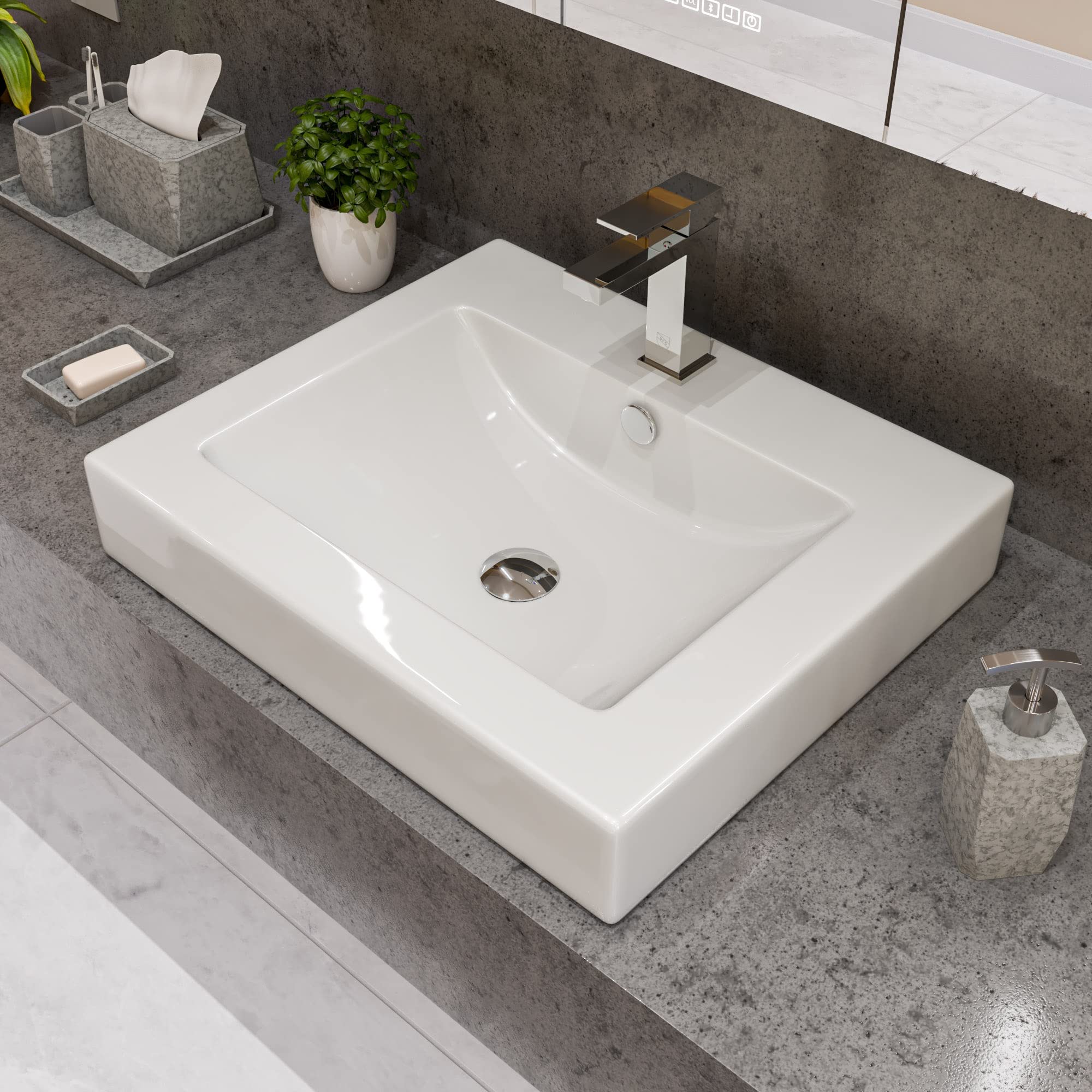 ALFI brand ABC701 Bathroom Sink, White