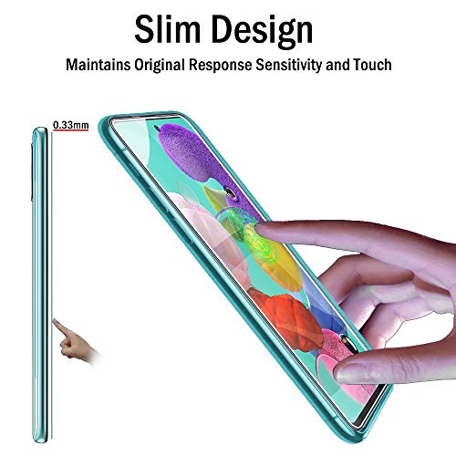 QHOHQ 3 Pack Screen Protector for Samsung Galaxy A51 4G & 5G & 5G UW with 2 Packs Camera Lens Protector, Tempered Glass Film, 9H Hardness, HD, 2.5D Edge, Anti-Fingerprint, Anti-Scratch