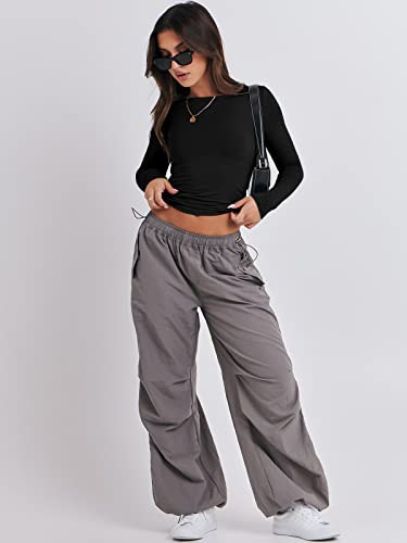 ANRABESS Women Long Sleeve Crop Top Basic Tees Tight Fitting T-Shirt Trendy 2023 Fall Shirts Undershirts Sexy Casual Going Out Cropped Tops 1029heise-S Black