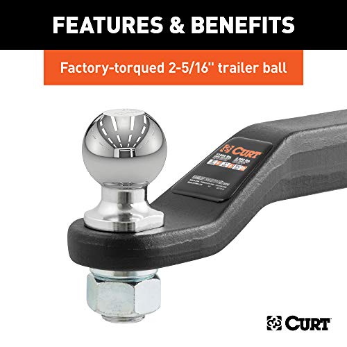 CURT 45331 Trailer Hitch Mount with 2-5/16-Inch Ball & Pin, Fits 2-Inch Receiver, 15,000 lbs, 2-In Drop