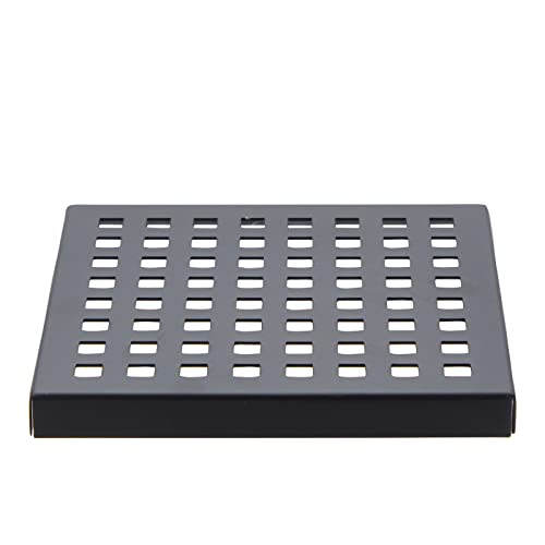 5.8-Inch Stainless Steel Square Shower Drain Cover for Bathrooms, Showers, and Sinks, Replacement Floor Drain with 2 Inch (50mm) Bottom Outlet for Renovations and New Construction (Matte Black)