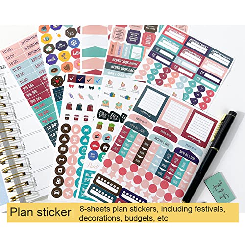 5.8x8.2 inch 2023-2025 Undated Planner Budget Book Sets,Daily Weekly Monthly Notebook Planner with Bookmark,Stickers& Pen(12Pack)
