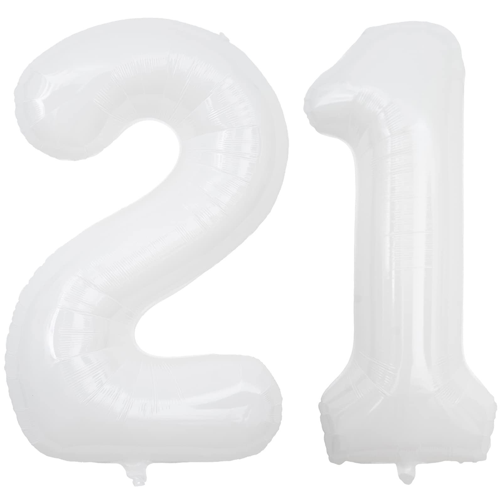 40 Inch Large White 21 Numbers Balloons Giant Helium Big Foil 12 Digital Balloon Sweet 12th 21st Birthday Party Girl Women for Boy Man Anniversary Decorations Supplies