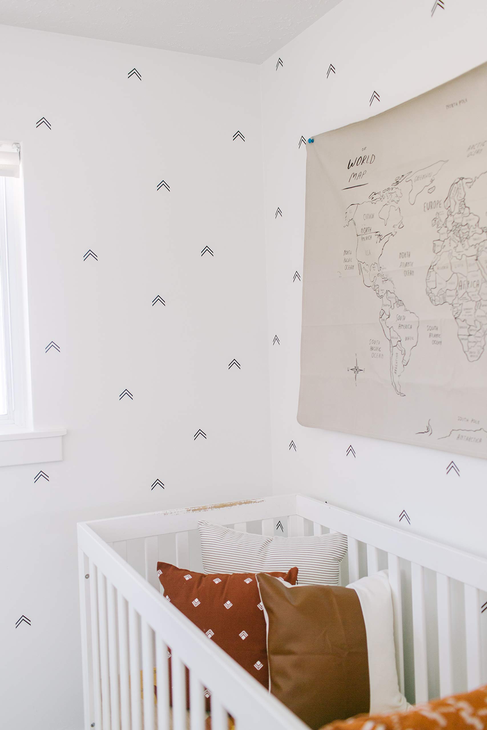 Modern Maxwell Wall Art Decals for Boys Girls Nursery, Bedroom, Living Room Archer Black Arrowheads Room Sticker Set 112 Pieces