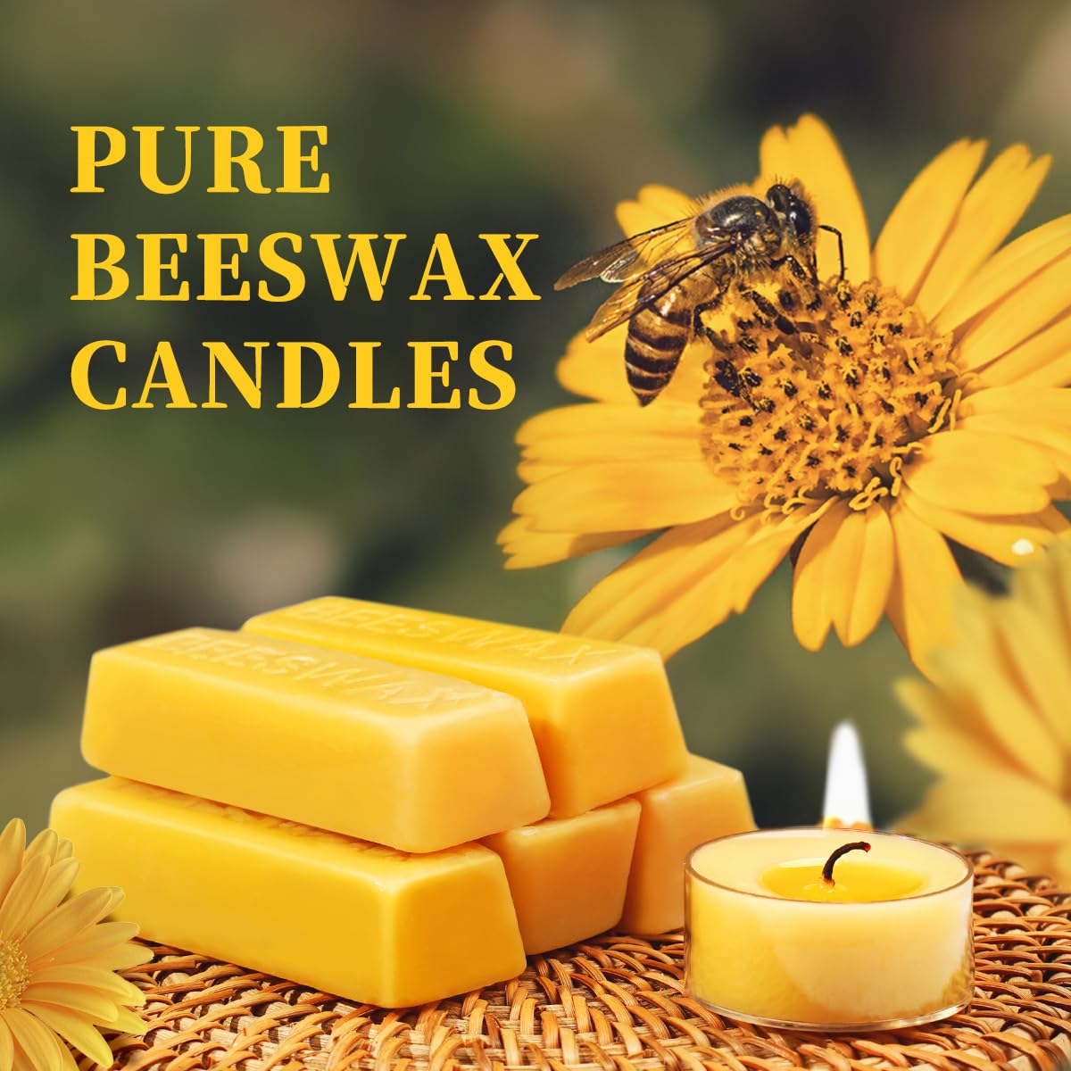 36pcs Beeswax Tealight Candles- 4 Hour Burn Time Natural Beeswax Candles Pure Handmade Bee Wax Candles Clean Burning for Dinner Table, Wedding, Spa Relaxation