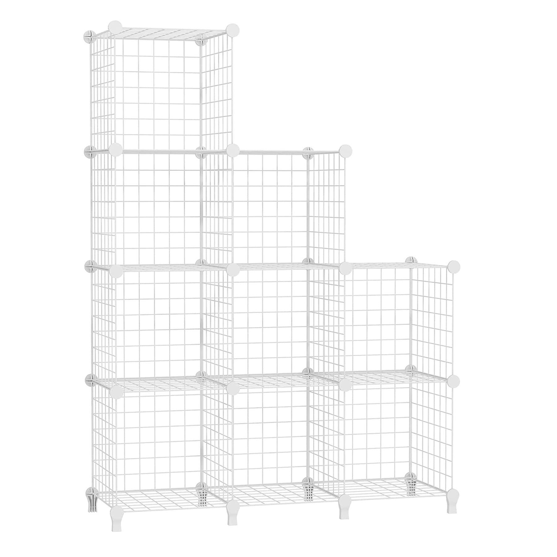 AWTATOS Wire Cube Storage Organizer, Closet Organizers and Storage, Metal 9 Cube Storage Shelves Bookshelf, Portable Closet Clothes Organizer for Bedroom, Home, Office, White