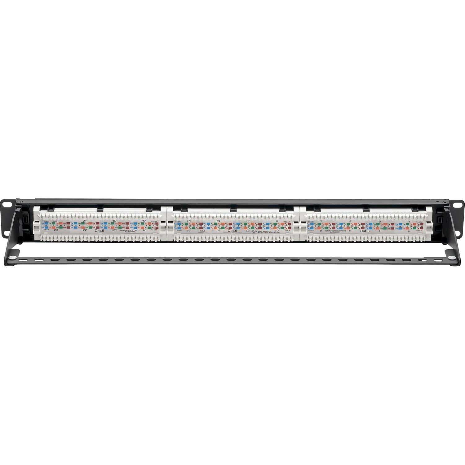 Eaton Tripp Lite Cat6 24-Port PoE+ Patch Panel, RJ45 Ethernet, 1U Rackmount, EIA/TIA 568A/B Wiring Standards for 110 & Krone Terminations, (N252-P24), Black