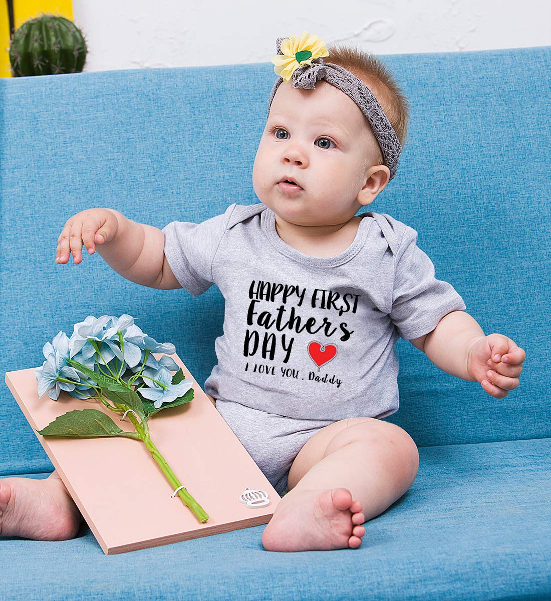Lovekider Toddler Unisex-Baby Bodysuit Happy First Fathers Day Short Sleeve Newborn Romper Jumpsuit Breathable Print Infant Apparel(0-3 Months)