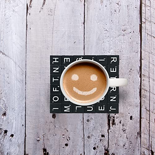 600PCS Black Wooden Scrabble Tiles, Scrabble Letters for Crafts, Making Alphabet Coasters and Scrabble Crossword Game.
