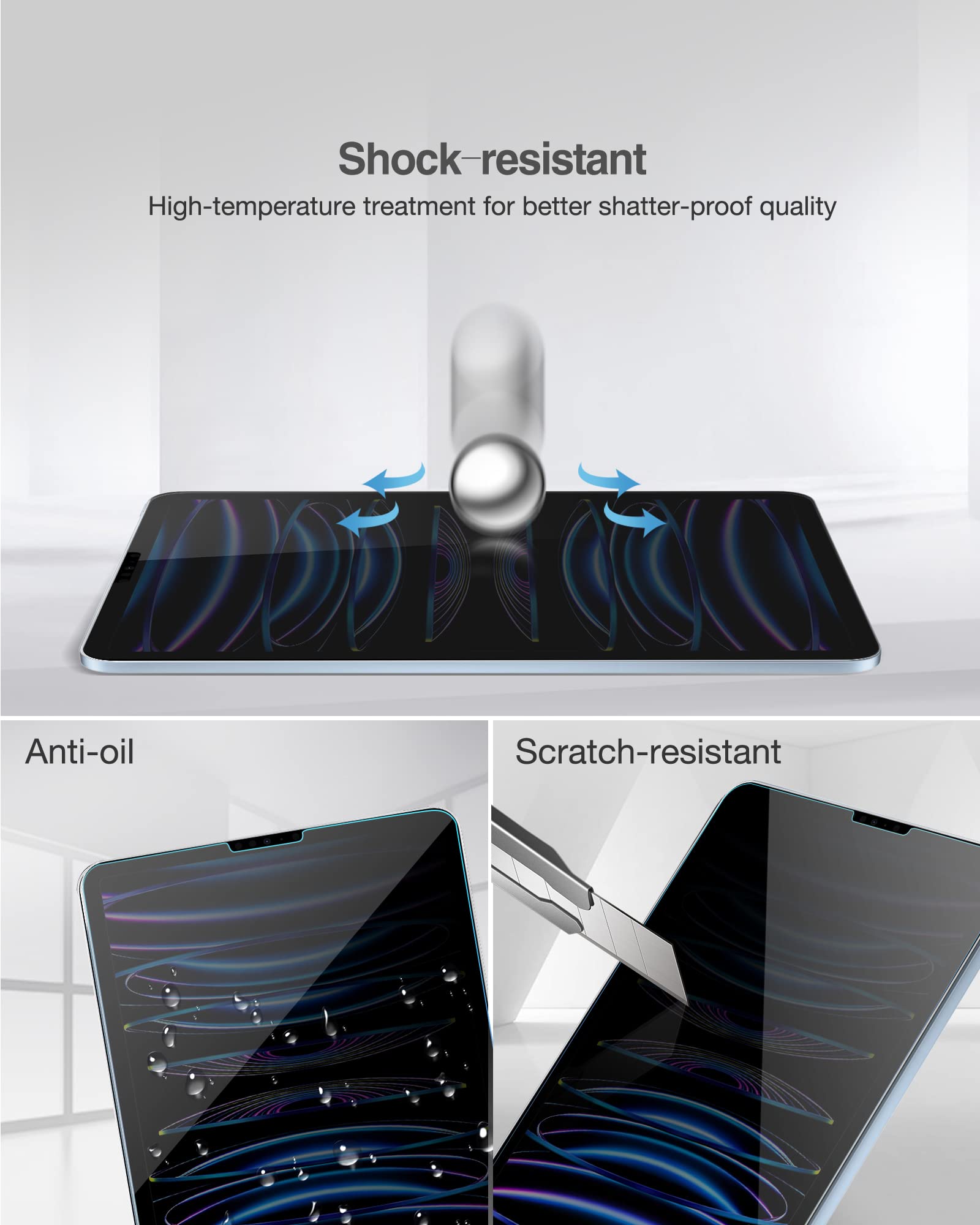 ProCase Privacy Screen Protector for iPad Pro 11 4th 3rd 2nd 1st 2022 2021 2020 2018, Anti-Spy Tempered Glass Film Guard -1 Pack