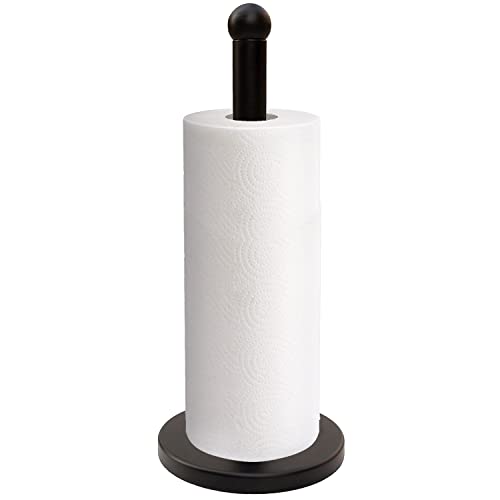 ANGEORY Paper Towel Holder Black Paper Towel Holder Countertop Paper Towel Holder Stand with Heavy Duty Base Stainless Steel Paper Towel Holder Kitchen Standing Paper Towel Roll Holders, Matte Black