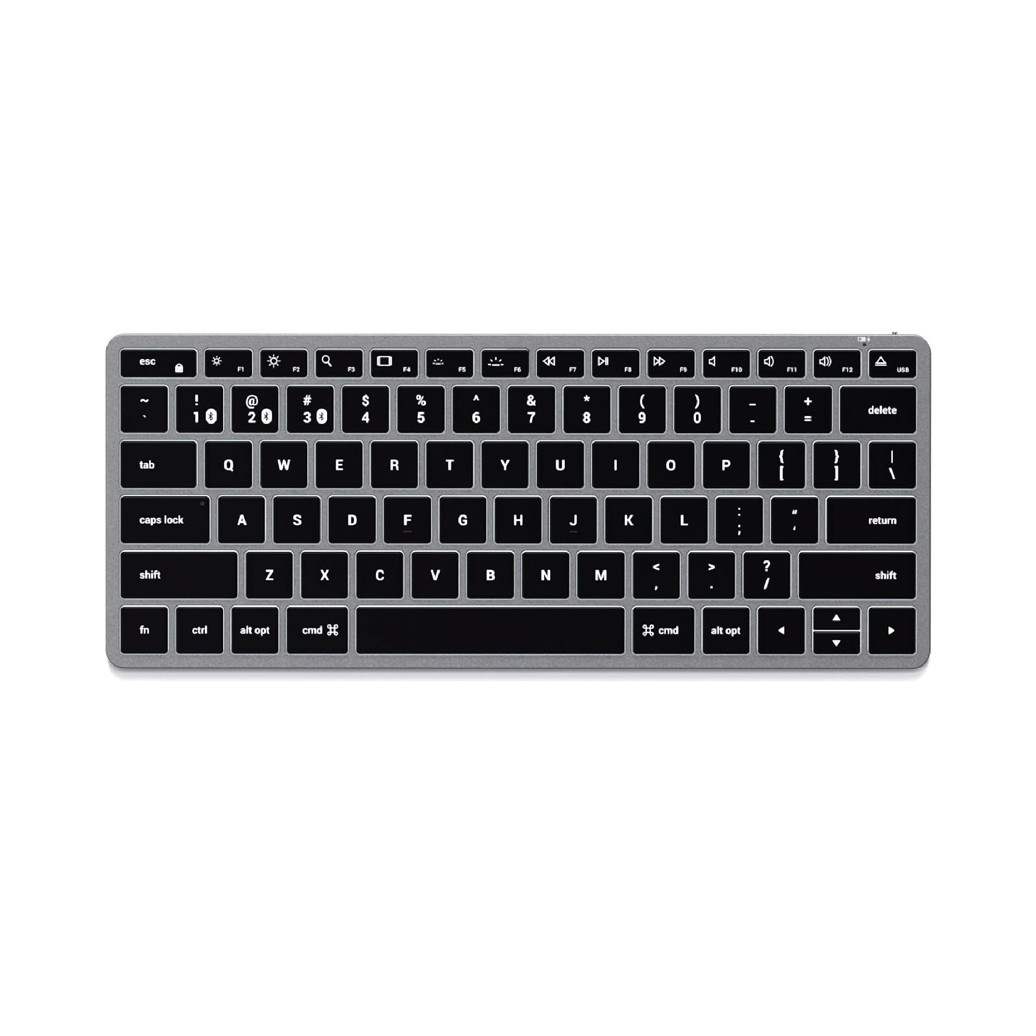 Satechi Slim X1 Bluetooth Backlit Keyboard – Illuminated Keys & Multi-Device Sync – for M2/ M1 MacBook Pro/Air, M2/ M1 iPad Pro/Air, M2 Mac Mini, iMac M1 - Space Gray