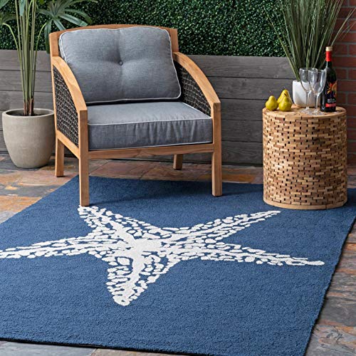 nuLOOM Marine Hand Hooked Indoor/Outdoor Accent Rug, 2' x 4', Navy