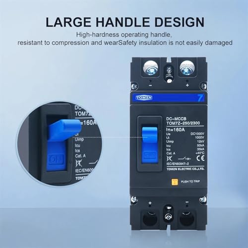 2P DC 1000V DC Solar Molded Case Circuit Breaker MCCB Overload Protection Switch Protector for Solar Photovoltaic PV (Size : 150A)