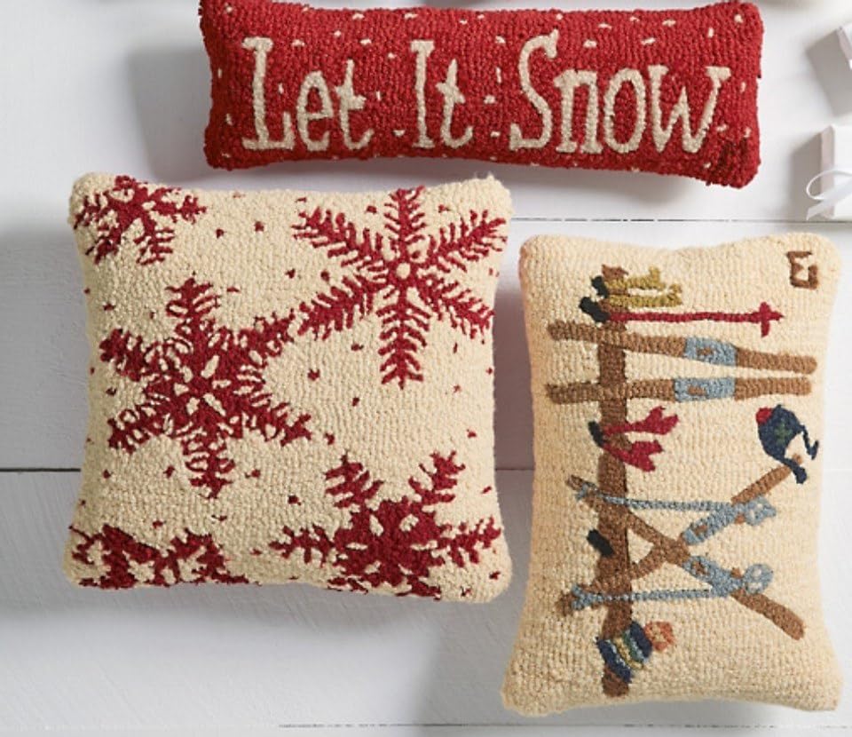 Chandler 4 Corners Artist-Designed Ski Rack Hand-Hooked Wool Decorative Throw Pillow (14β x 20β) Ski Pillow for Couches & Beds - Easy Care & Low Maintenance - Ski & Winter Sports Throw Rug